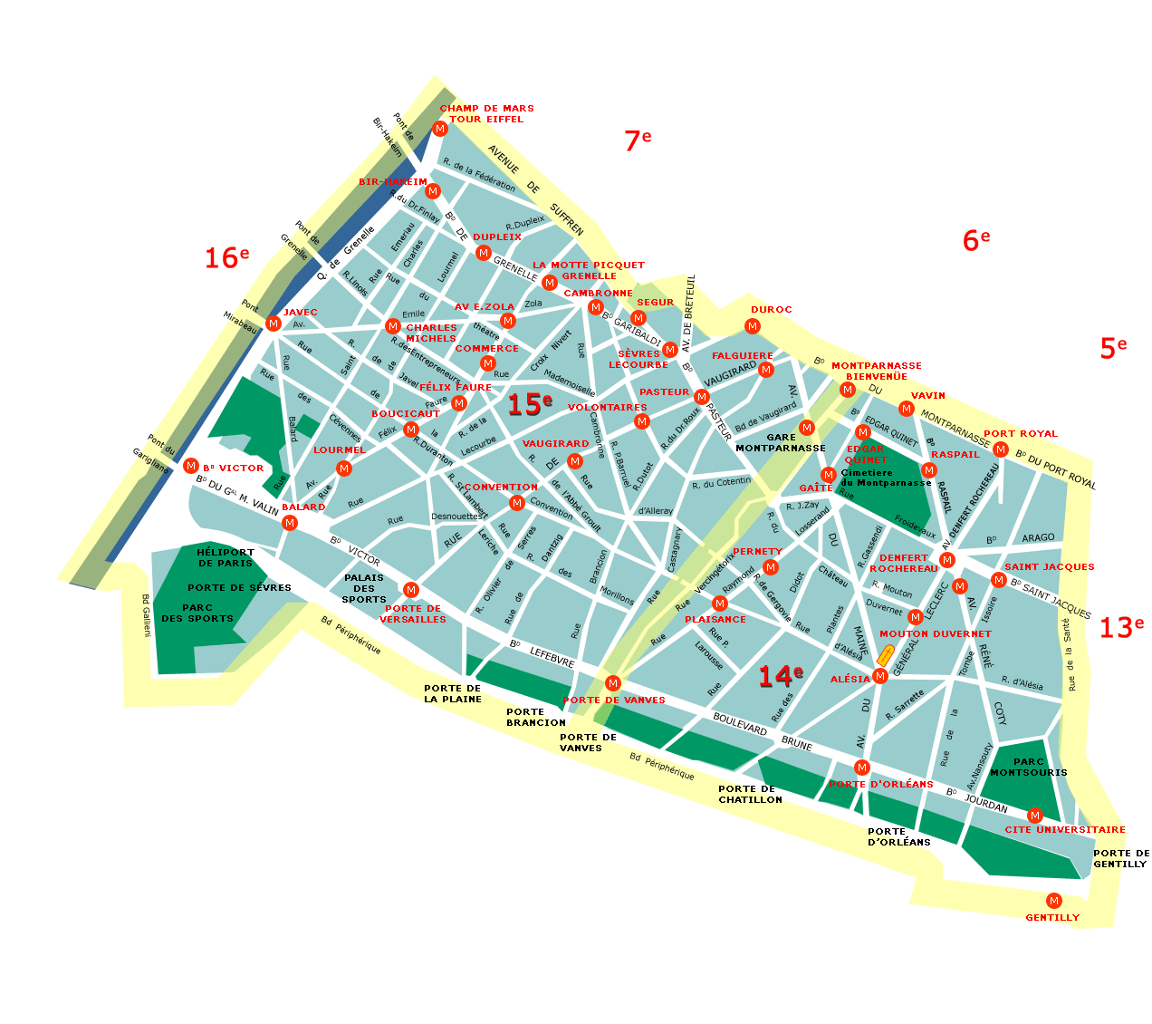 tutte le MAPPE e CARTINE di Parigi: trasporti, Metro, arrondissement